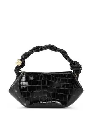 GANNI Bou Crocodile-effect Mini Bag - Black