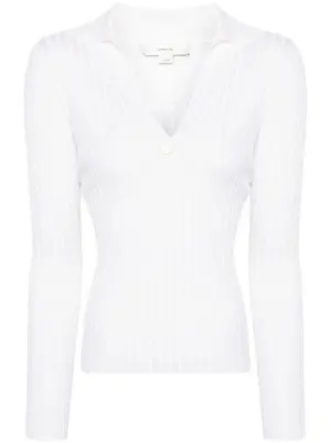Vince Snap Polo Sweater - White