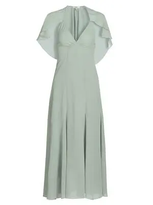 Chloé Women's Silk Capelet Midi-Dress - Desert Green  - Desert Green