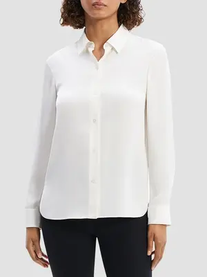 Theory Straight Silk Button-front Shirt