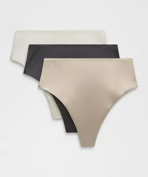 Lululemon Wundermost Ultra-soft Nulu High-waist Thong Underwear - Black/bone/sheer Oak