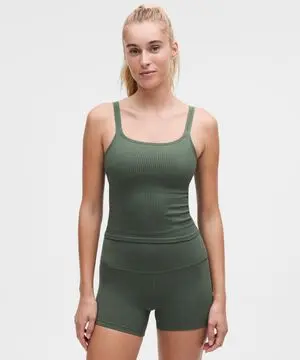 Lululemon Ebb To Street Cropped Tank Dark Forest/dark Forest
