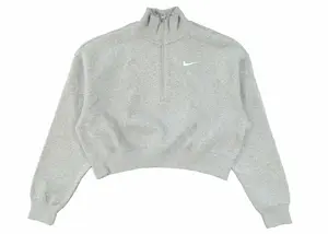 Nike Phoenix Fleece Oversized 1/2 Zip Crop Sweatshirt - Dark Grey Heather/sail