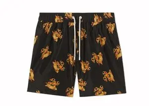 Palm Angels Burning Monogram Swim Shorts - Black/gold