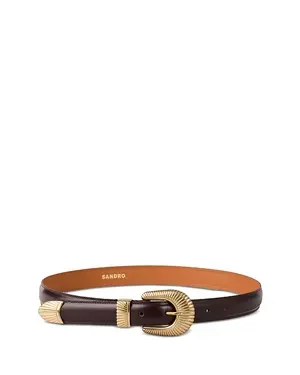 Sandro Eve Leather Belt - Brown