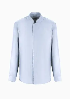 Giorgio Armani Regular-fit Shirt In Silk Twill Azure