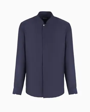 Giorgio Armani Regular-fit Shirt In Silk Twill Blue