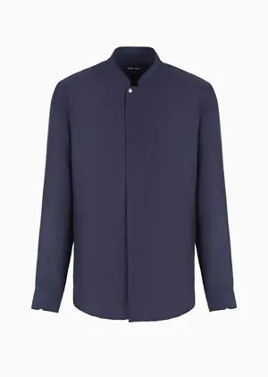Giorgio Armani Regular-fit Shirt In Silk Twill Midnight Blue