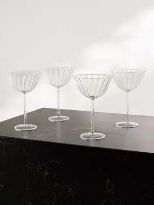 SOPHIE LOU JACOBSEN Cosmo Set Of Four Fluted Glass Champagne Coupes - Neutrals