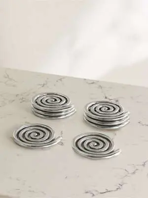 SOPHIE LOU JACOBSEN Etagere Spiral Set Of Eight Nickel-plated Coasters - Silver