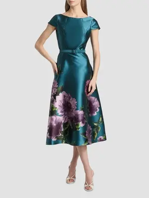 KAY UNGER Ina Peony Mikado Cocktail Dress