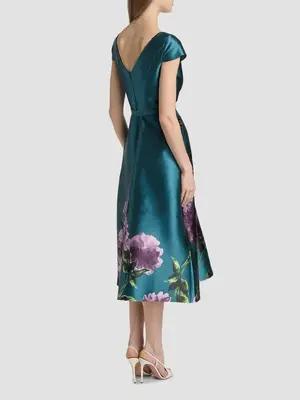 KAY UNGER Ina Peony Mikado Cocktail Dress