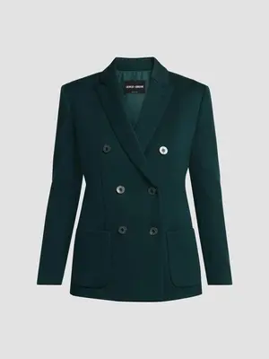 Giorgio Armani Stretch Wool Double-breasted Jacket Emerald