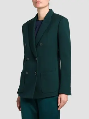 Giorgio Armani Stretch Wool Double-breasted Jacket - Emerald