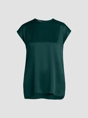 Giorgio Armani Silk Satin Cap-sleeve Top - Forest