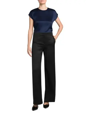 Giorgio Armani Silk Satin Cap-sleeve Top - Forest