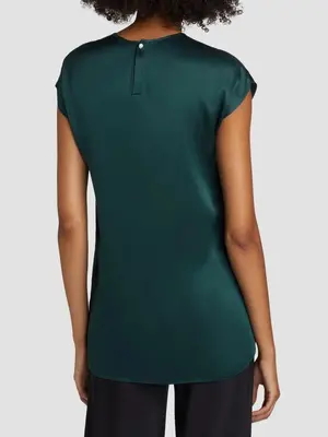 Giorgio Armani Silk Satin Cap-sleeve Top - Forest