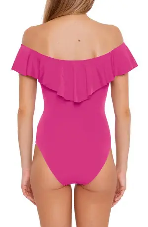 Trina Turk Monaco Off-the-shoulder Ruffle One-piece Swimsuit - Pink