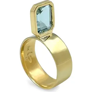 LESLIE PAIGE Emerald-cut Aquamarine Ring - 14k Yellow Gold/aquamarine