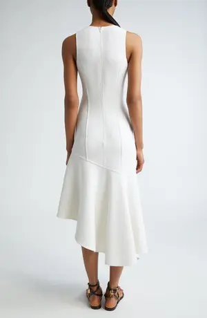 Michael Kors Asymmetric Draped Dress | Sleeveless, Wool Blend - Neutrals