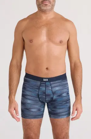 SAXX Vibe Xtra Soft Comfort Boxer Briefs Ikat Stripe-dark Denim