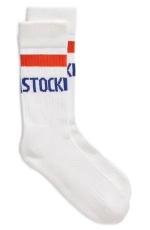BIRKENSTOCK Stripe Logo Crew Socks - White