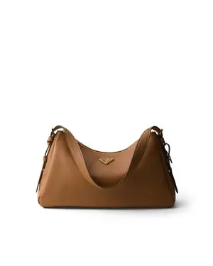 Prada Aimée Large Leather Shoulder Bag - Brown