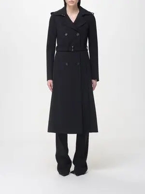 Patrizia Pepe Double Breasted Belted Trench Coat - Black