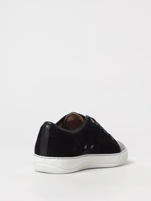 LANVIN Suede Low Top Trainers With Patent Leather Toe - Black