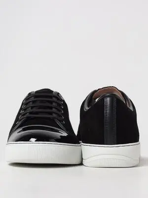 LANVIN Suede Low Top Trainers With Patent Leather Toe - Black