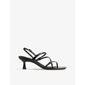 Sandro Strappy Square-toe Leather Heeled Sandals - Noir / Gris