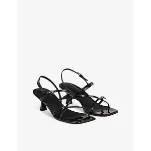Sandro Strappy Square-toe Leather Heeled Sandals - Noir / Gris