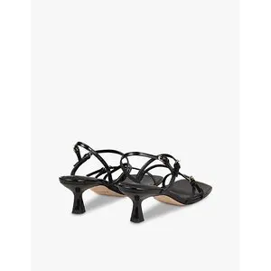 Sandro Strappy Square-toe Leather Heeled Sandals - Noir / Gris