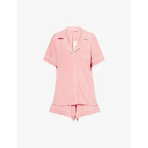Eberjey Gisele Piped-trim Stretch-jersey Pyjamas - Sunkissed Coral/ivory