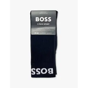 Hugo Boss Branded Cotton-blend Ankle Socks Pack - Black