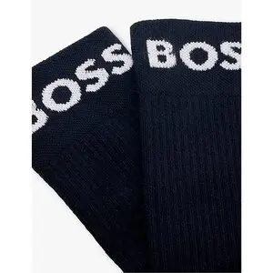 BOSS Branded Pack Of Two Cotton-blend Socks - Black