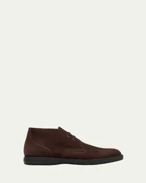Brioni Journey Suede Desert Boots - Coffee
