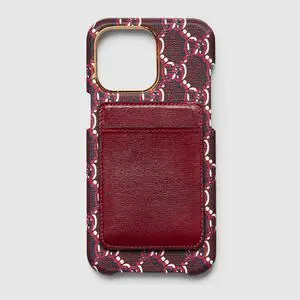 Gucci Case For Iphone 15 Pro Max With Gg Shadow Gg Canvas - Red