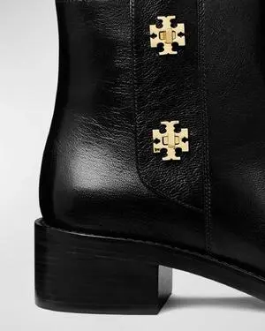 Tory Burch T-lock Leather Ankle Boots - Black