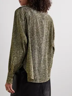 PETAR PETROV Treasure Pussy-bow Silk-blend Lamé Shirt