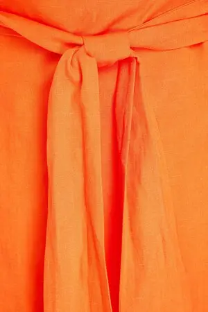 Mara Hoffman Paula Cutout Tencel™ And Linen-blend Midi Dress - Papaya