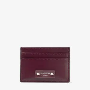 JIMMY CHOO Umika Garnet Leather Card Holder - Garnet/antique Silver