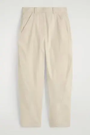 Cos Barrel-leg Cotton Pants - Beige