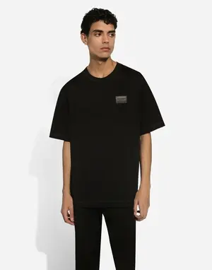 Dolce & Gabbana Cotton T-shirt With Branded Tag - Black