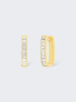 Ef Collection Diamond Baguette Jumbo Lola Hoop Earrings - 14k Yellow Gold