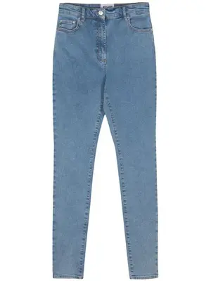 Moschino Logo-engraved Button Jeans - Blue