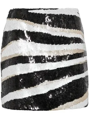 Elie Saab Zebra-print Sequin-embellished Miniskirt - Black