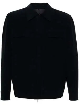 LARDINI Non-brushed-fleece Shirt Jacket - Blue