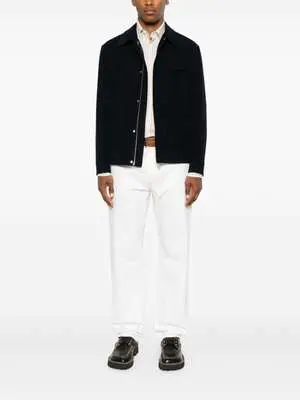 LARDINI Non-brushed-fleece Shirt Jacket - Blue