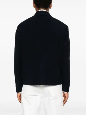 LARDINI Non-brushed-fleece Shirt Jacket - Blue